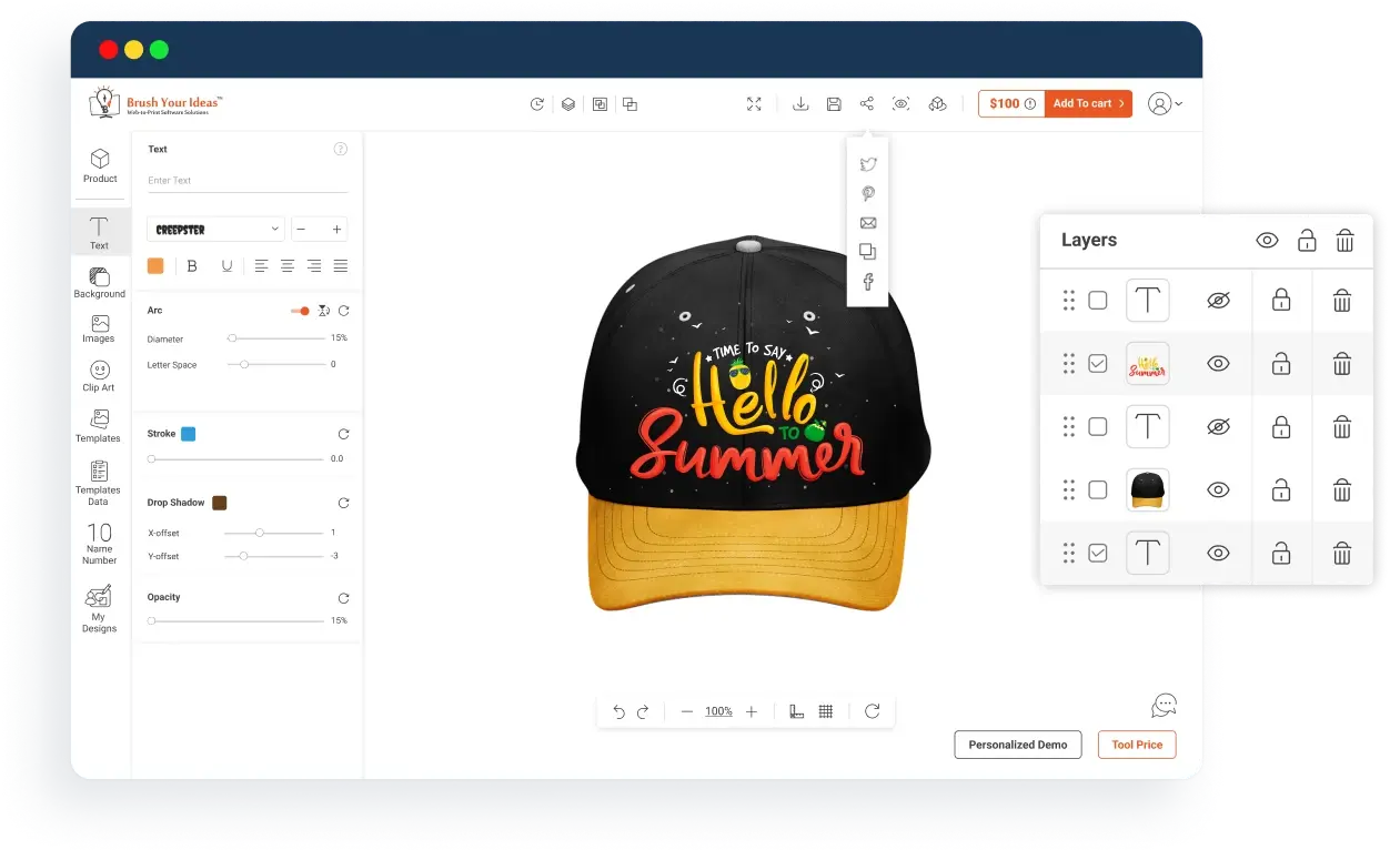 Cap Design Software, Online Cap Designer Tool